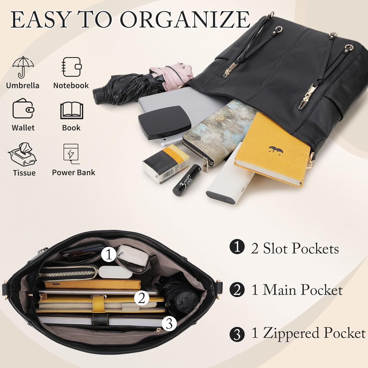 Chase Chic Hobo Bag for Women PU Ladies Purse Handbags Trendy Crossbody ...