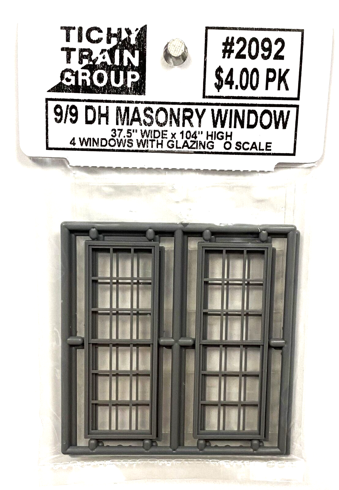 O Scale Tichy Train Group 2092 9/9 Double-Hung Masonry Window (4) pcs ...