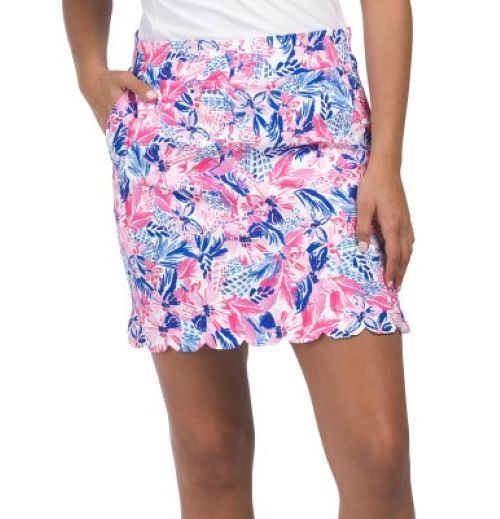 NWT Ladies STELLA PARKER Pink & Blue Floral Scalloped Golf Skort sizes ...