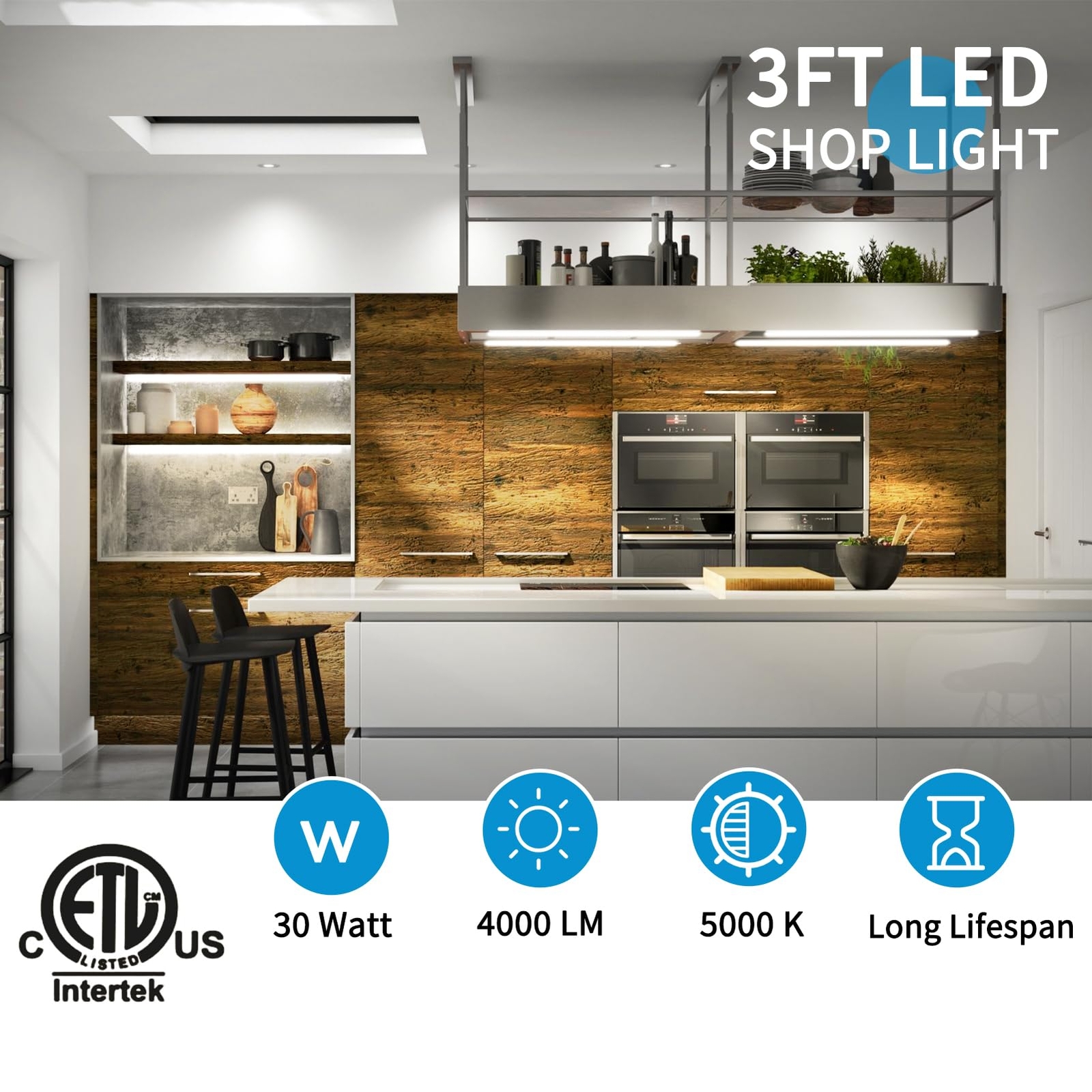 3ft Led Utility Shop Light 22w 2200lm 5000k Daylight White T8 ...