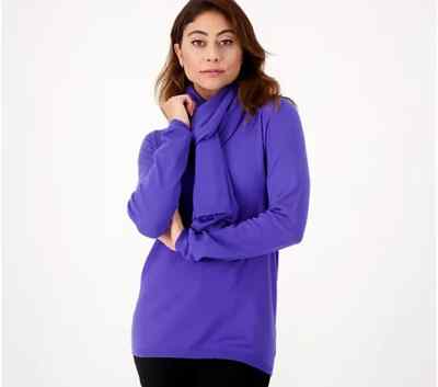 NEW ATTITUDES BY RENEE SWEATER & SCARF SET PERIWINKLE SZ L #F619 | eBay