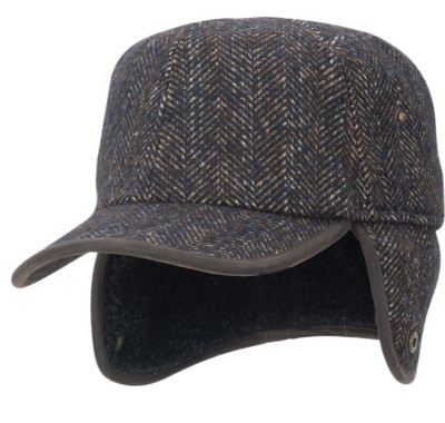 STETSON * MENS WOOL BLEND WINTER CAP * L * NEW BLUE HAT BERBER EARFLAPS ...