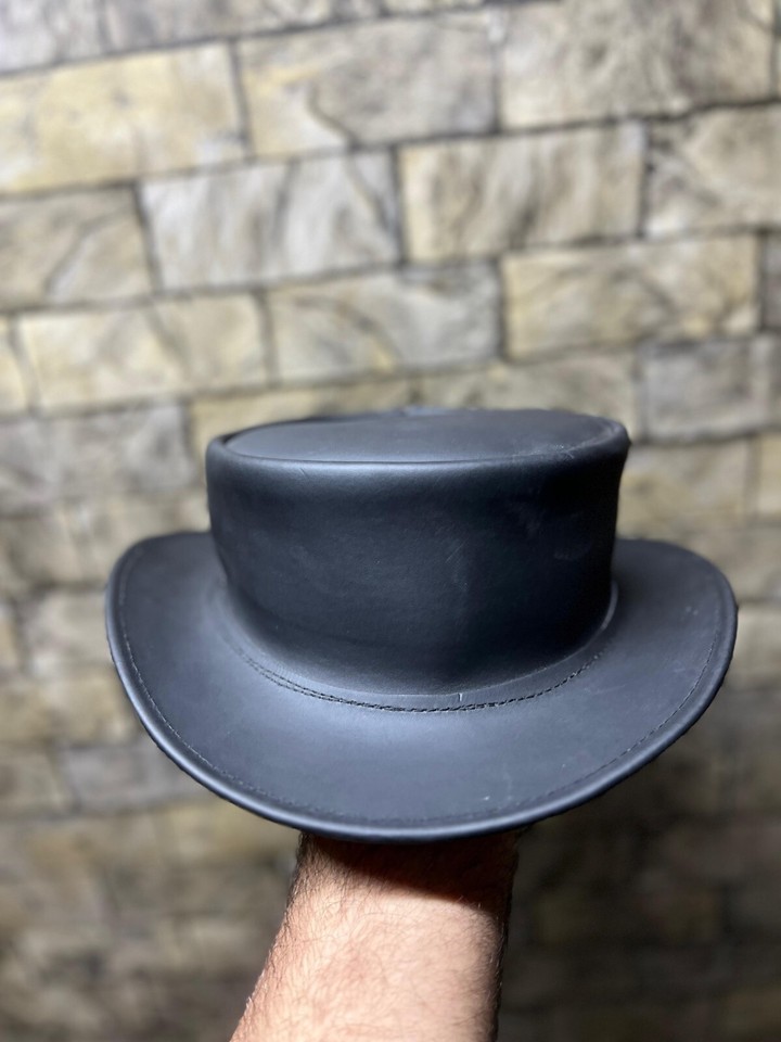 Steampunk leather top hat Leather Top Hat El Dorado Deadman Biker Top ...