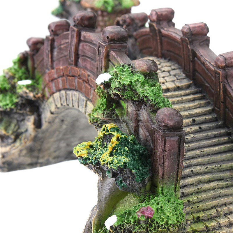 Handmade Aquarium Cave Bridge Ornament Pavilion Tree Fish Tank ...