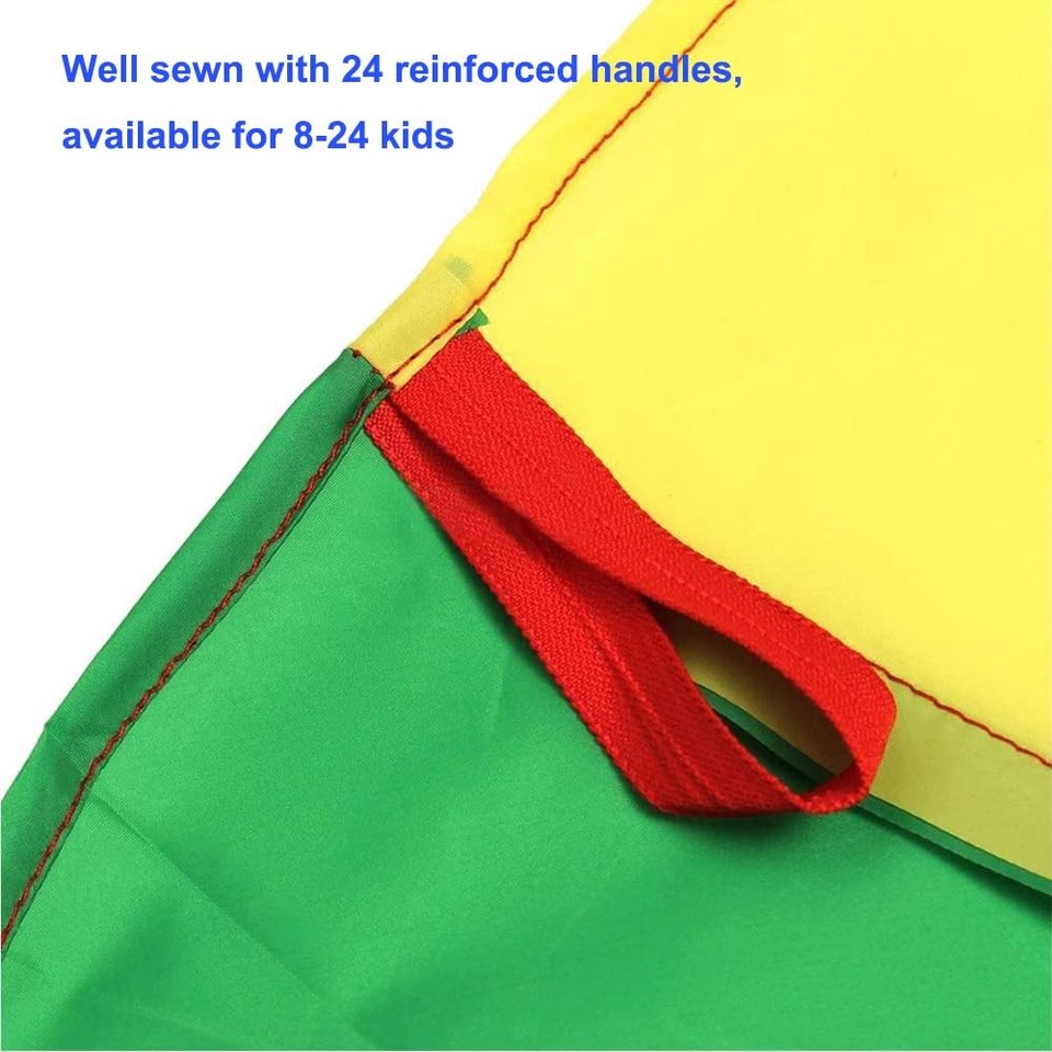 20ft Rainbow Parachute for Outdoor Party Games, Kids Play Parachute ...