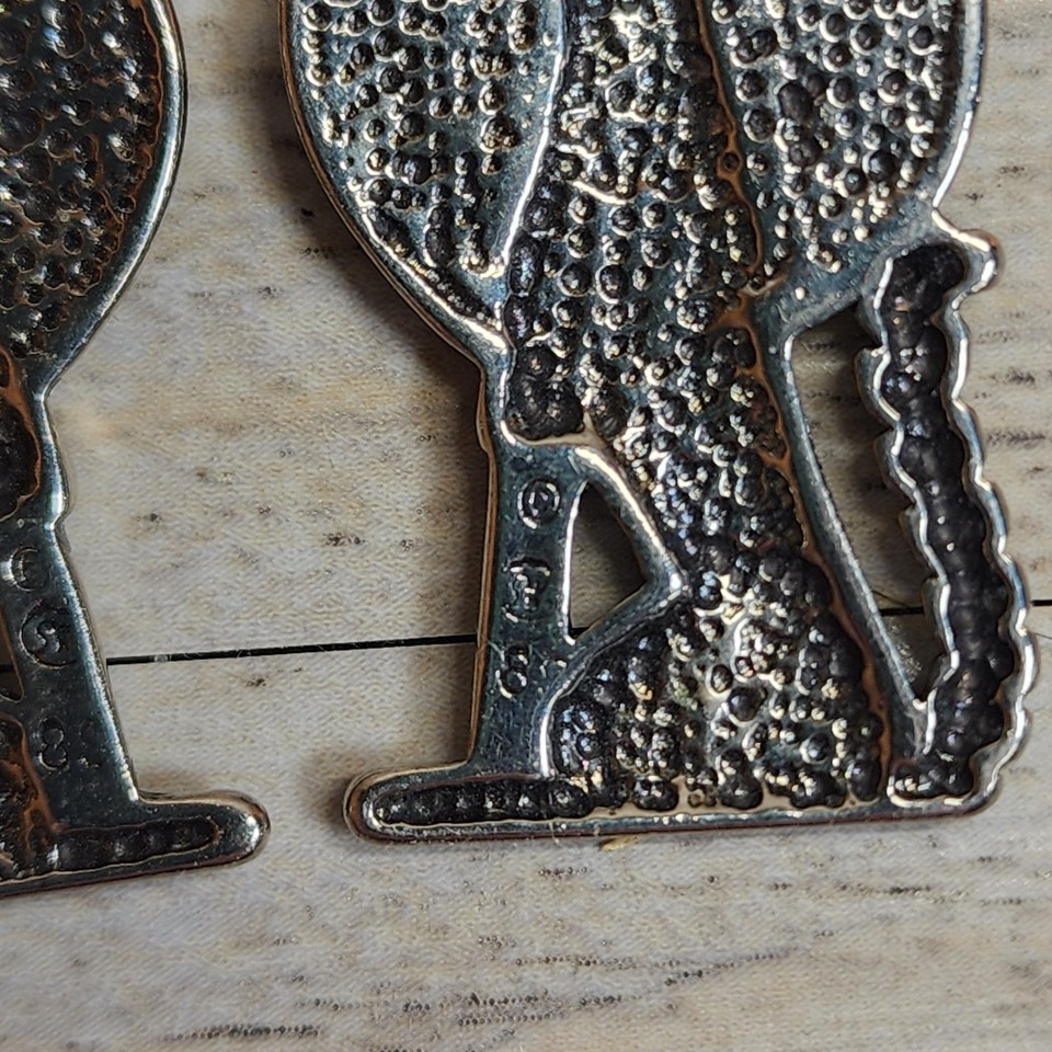 1989 Wolf Howling at Moon Silver Tone Turquoise Inlay Dangle Drop ...
