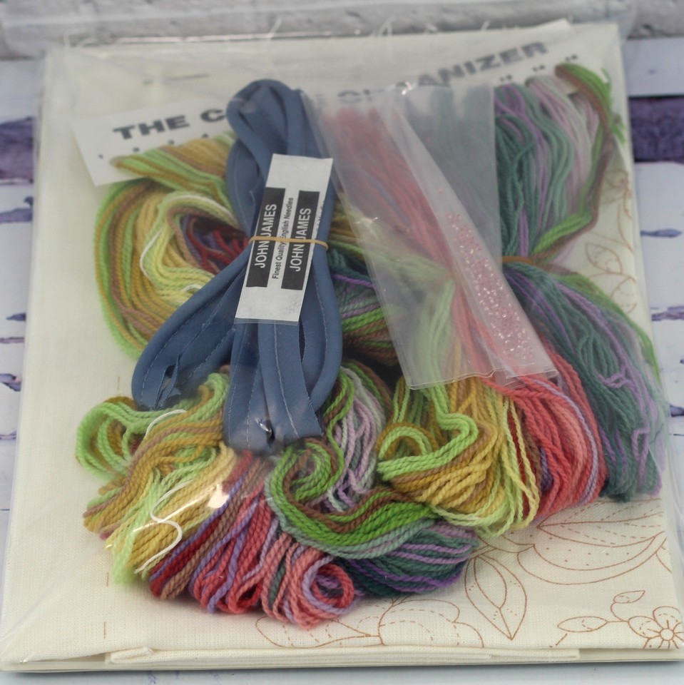 Crewel Embroidery Kit Elsa Williams Jacobean Pillow Beads Jeweled ...