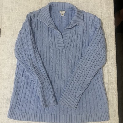 LL Bean Women’s XL Periwinkle Cable Knit Sweater Cotton Fisherman ...