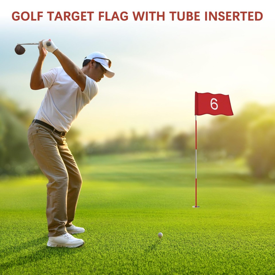 Golf Flag with Tube Inserted [1pcs] - Nylon Putting Green Golf Target ...