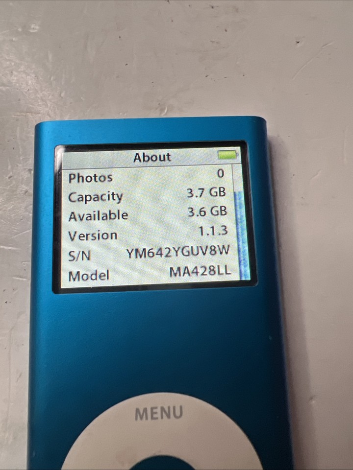 Apple iPod Nano A1199 4 GB 2nd Generation Blue (MA428LL/A) Tested And ...