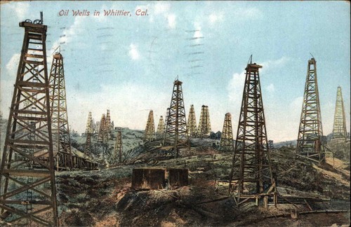 Whittier California CA Oil Wells Bird's Eye View c1900s-10s Postcard | eBay
