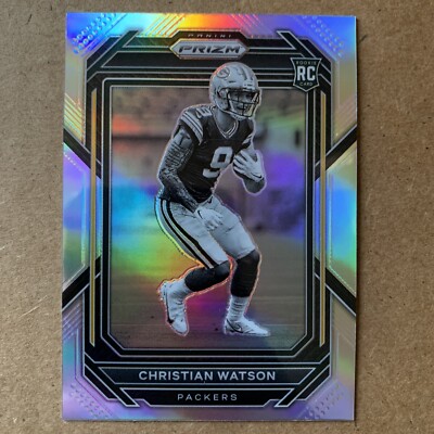 2022 Panini Prizm Christian Watson Silver VARIATION RC Negative Packers ...