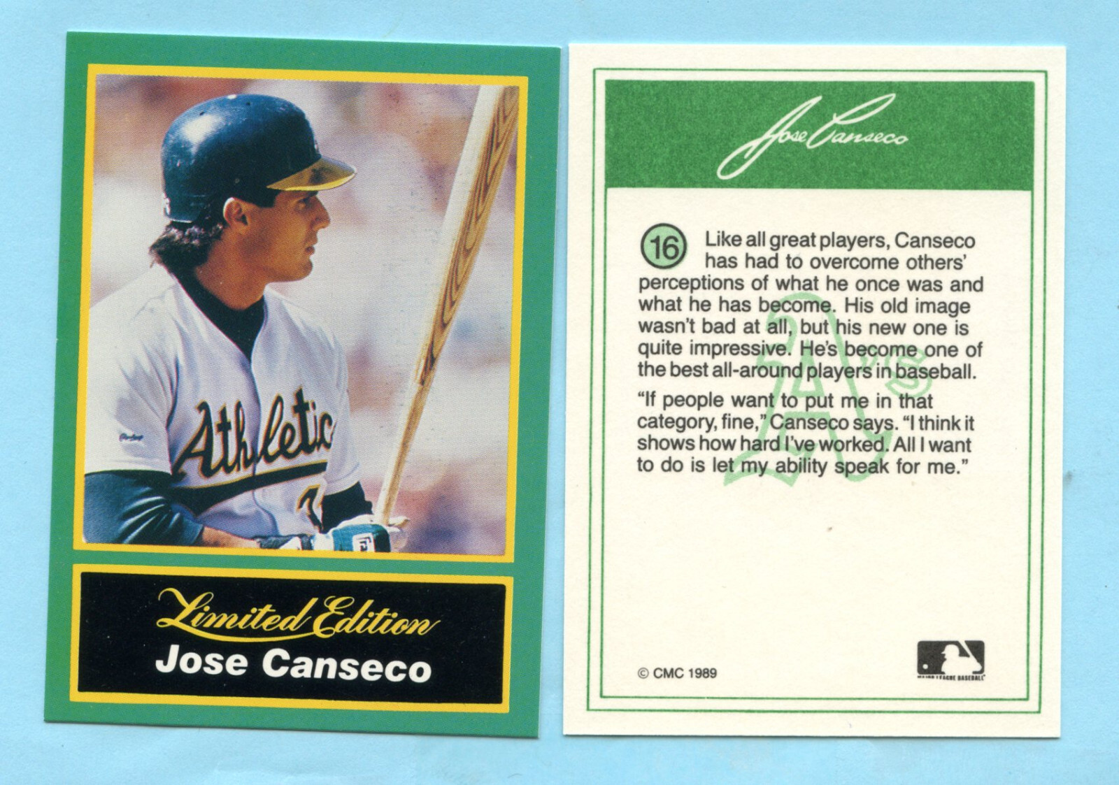 1989 CMC Limited Edition Baseball Cards Jose Canseco - Box 801 | eBay