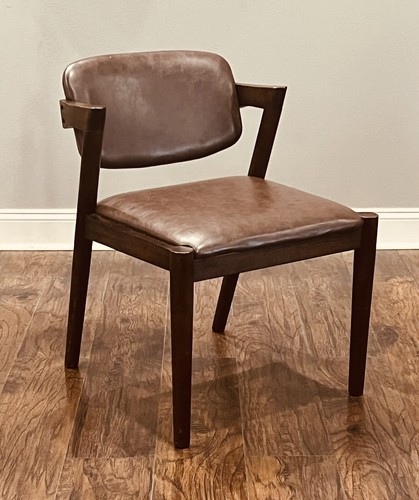 Faux Leather & Dark Wood Accent Modern Side Chair - Hearth & Hand with ...
