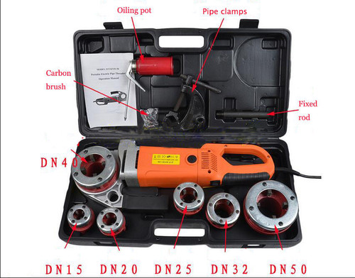 Portable Electric Pipe Threader With 6 Dies Threading Machine b | eBay