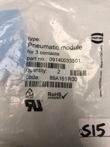 Fast shipfmUS🔴2pcs 09140033501 HARTING Pneumatic module Male Female ...