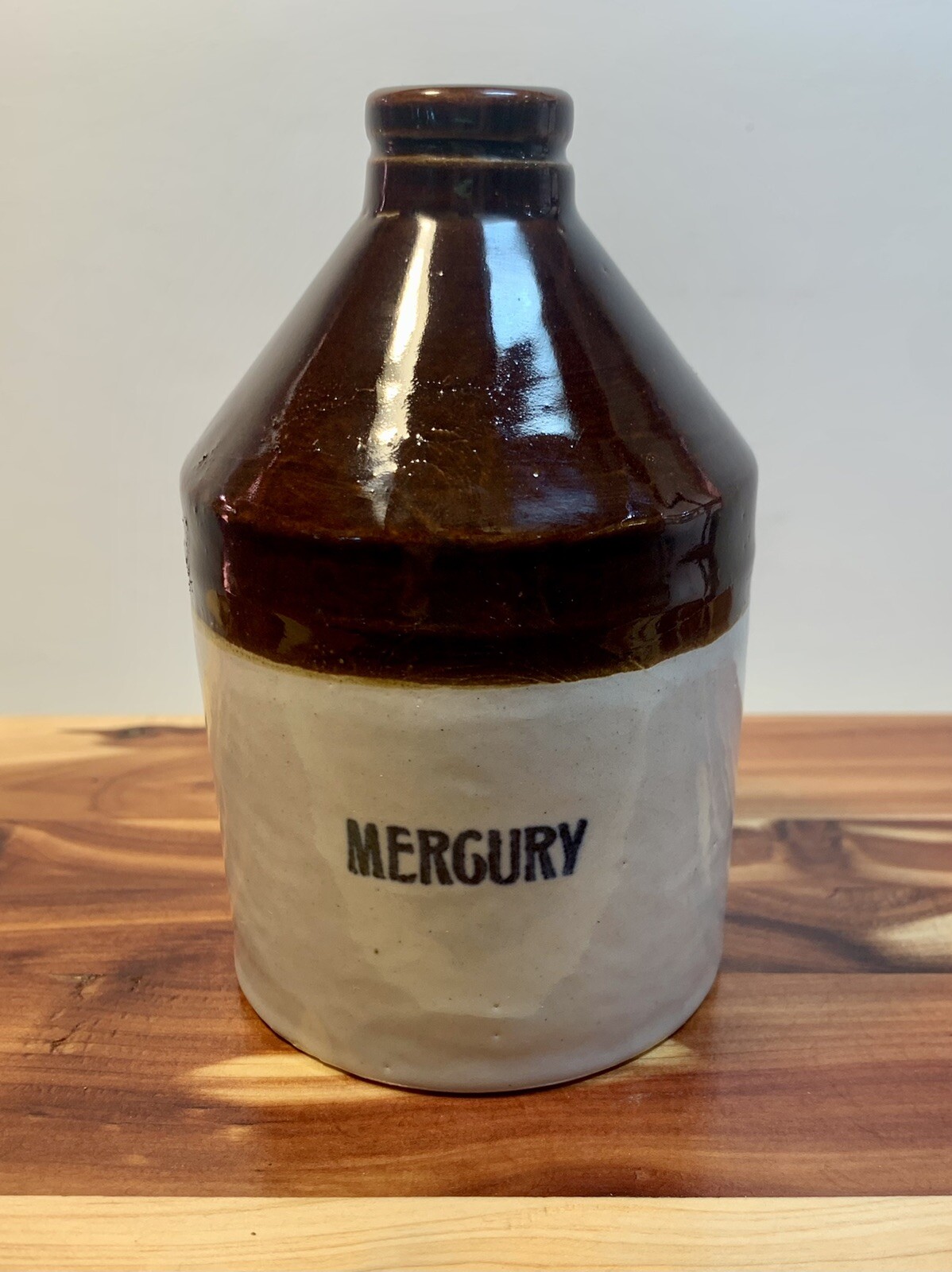 Vintage Mercury Apothecary/Medical 5" Stoneware Jug/Jar Brown 2 Tone ...