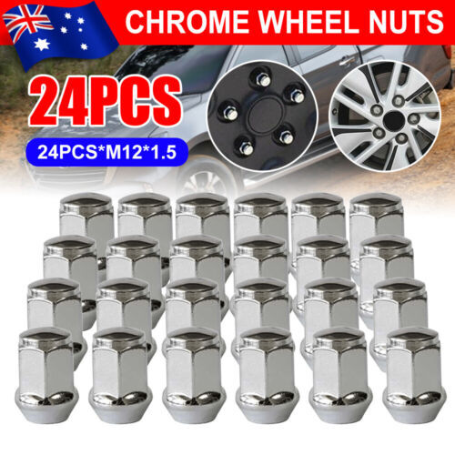 24x M12x1.5 Chrome Wheel Nuts For Ford Falcon Ranger Mitsubishi Triton ...