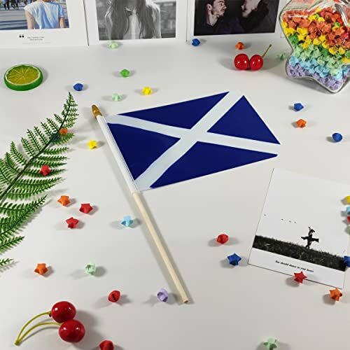 Scotland Small Flag Scottish Stick Mini Hand Held Flags - Solid Wooden ...