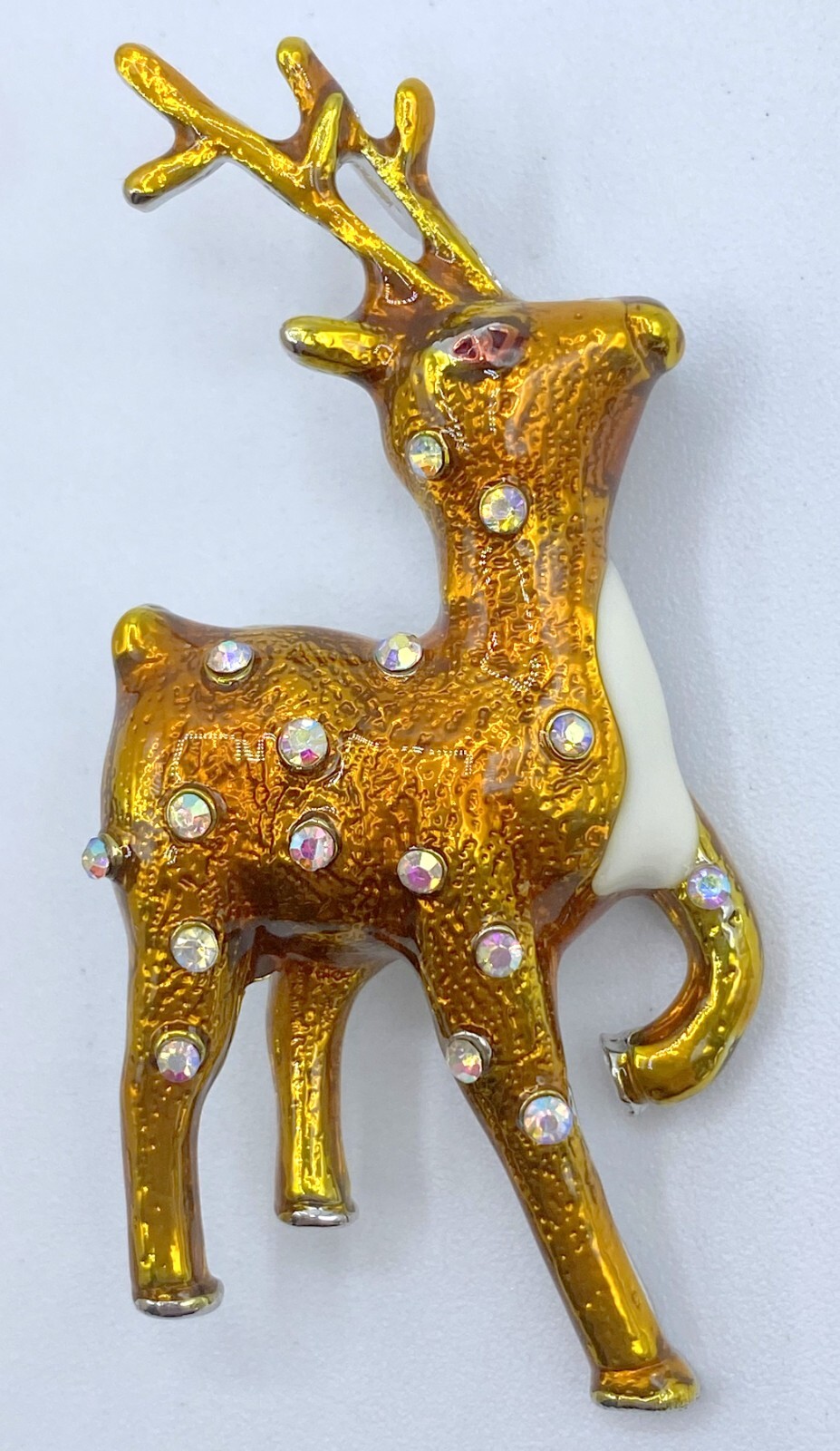 X3-652 BROOCH SILVER PIN 2.6" ENAMEL RHINESTONE ANIMAL REINDEER DEER | eBay