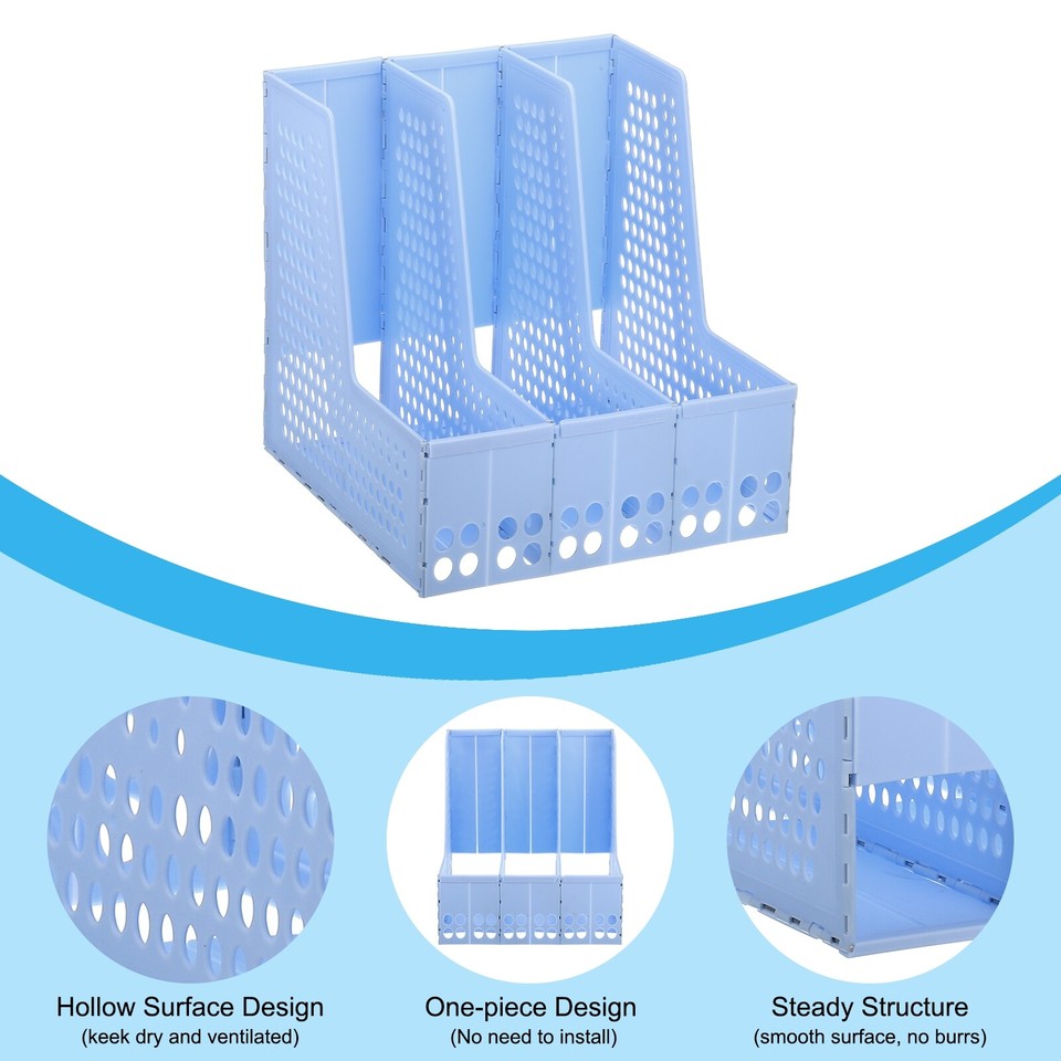 Collapsible Magazine File Holder, 3 Vertical Compartment Organizer ...