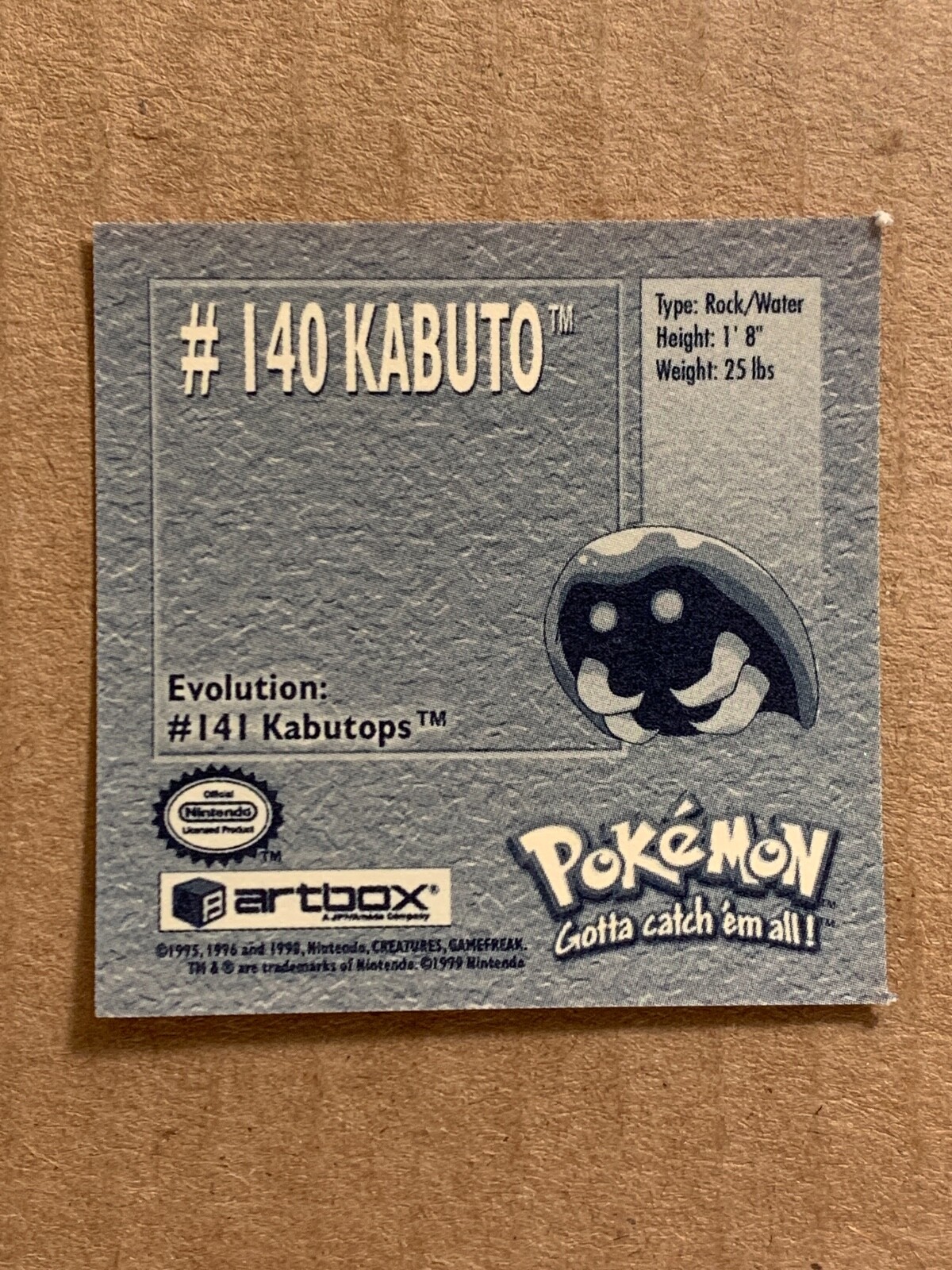 Pokemon 1999 Artbox Series 1 Stickers Kabuto 140. FREE SHIPPING! | eBay