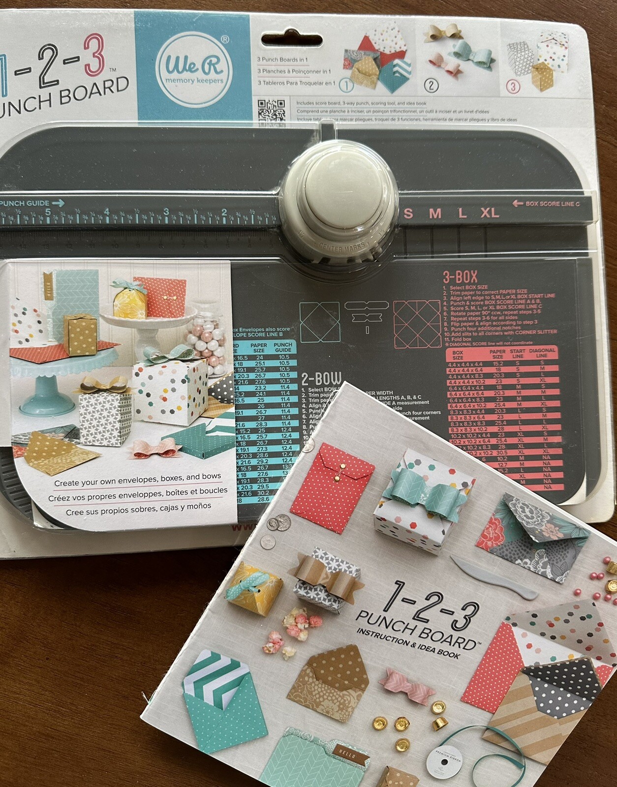We R Memory Keepers 1-2-3 Punch Board 123 ~ bow maker, envelopes, boxes ...