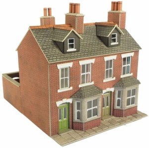 PO261 Metcalfe OO/HO Scale Gauge Model Railway Card Terraced Houses Red ...