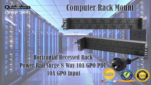 Horizontal Recessed Rack Power Board Rail - 16 Way GPO 2RU PDU - 10A ...