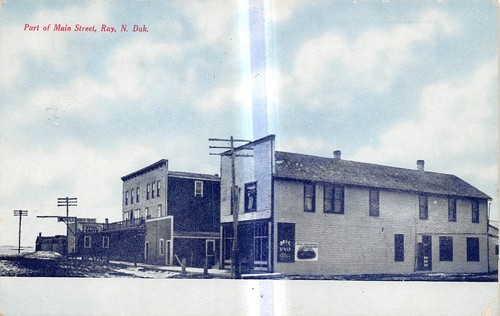 RAY North Dakota postcard View of town Main Street stores 1908 | eBay