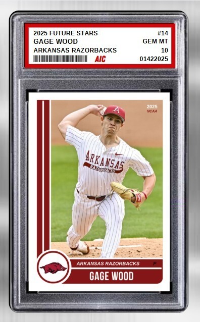 2025 Gage Wood Future Stars NCAA Rookie Card #14 Arkansas Razorbacks ...