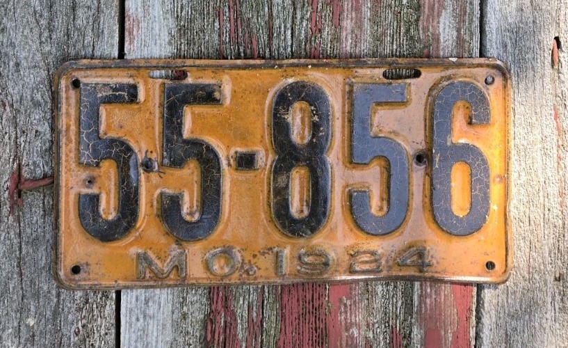 Missouri License Plate Vintage 1924 Tag #55-856 Original Paint Man Cave ...