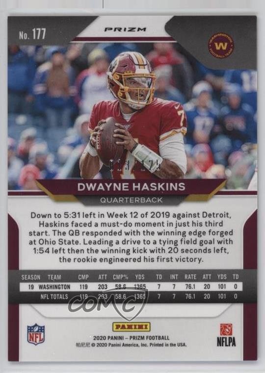 2020 Panini Prizm Purple Prizm /125 Dwayne Haskins #177 | eBay