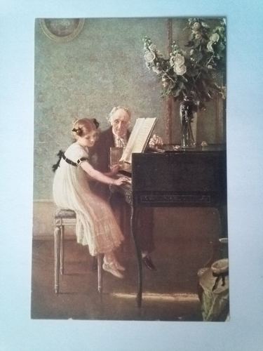 Cpa Tableau . Muenier ,la leçon de clavecin. | eBay