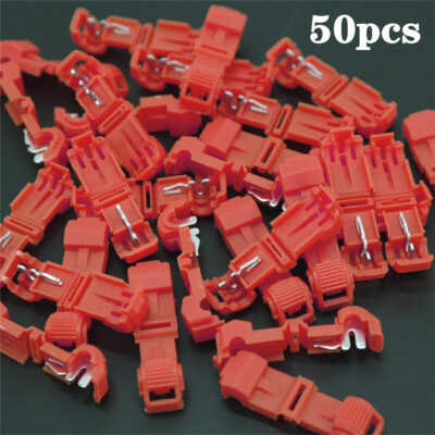 50PCS T-Taps Insulated Wire Terminal Connectors 18-22 Red | eBay