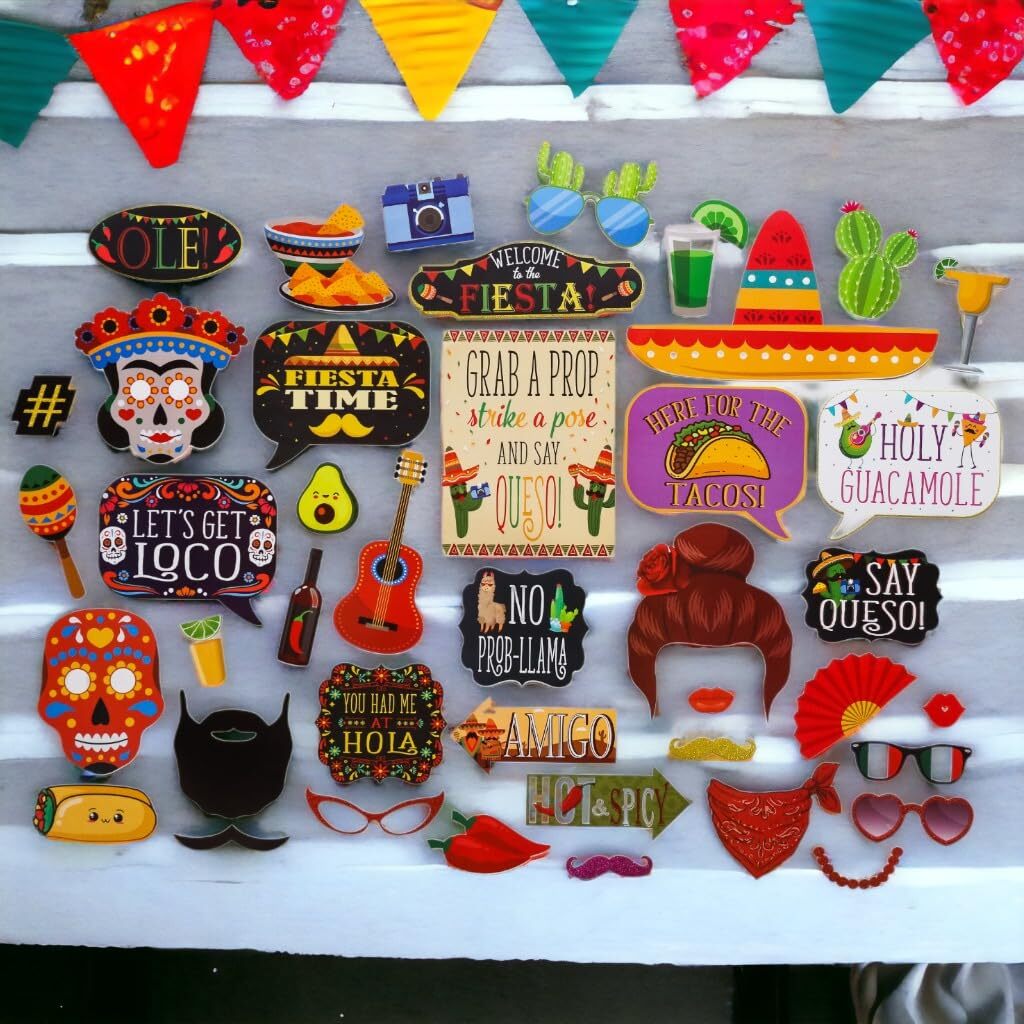 Fiesta Photo Booth Props Hippie Photobooth Accessoires Set