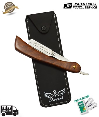 BARBER SALON/STRAIGHT CUT THROAT SHAVING RAZOR SHAVETTE WOOD HANDLE ...