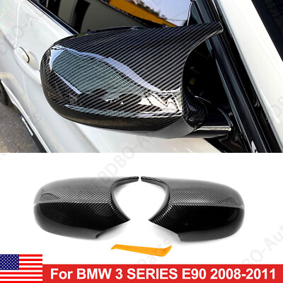 Carbon Fiber ABS M3 Style Mirror Cover Caps For BMW E90 E92 E93 LCI ...