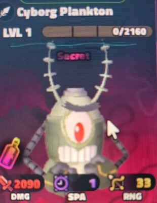 NEW SECRET CYBORG PLANKTON With SIDEKICK - SpongeBob Tower Defense SBTD ...