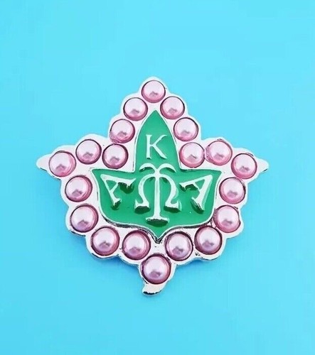ALPHA KAPPA ALPHA Faux Pearl Enamel Pin ♡ AKA Divine 9 Pink Green HBCU ...
