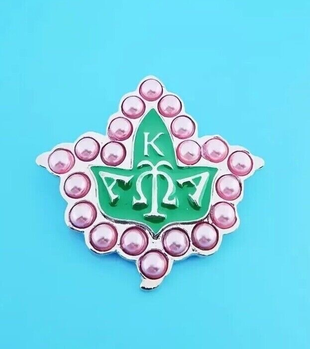 ALPHA KAPPA ALPHA Faux Pearl Enamel Pin ♡ AKA Divine 9 Pink Green HBCU ...