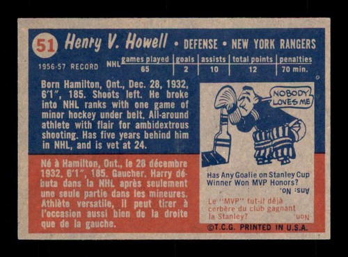 1957 Topps #51 Harry Howell NM X2961437 | eBay