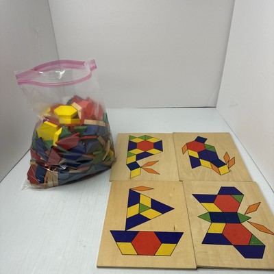 Wooden Pattern Blocks Over 2.8lbs Manipulative Geometry Patterns W ...