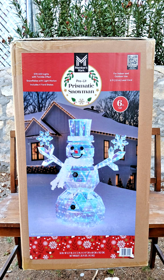 Pre-Lit LED Prismatic Snowman 6 ft. Holiday Decoration | eBay