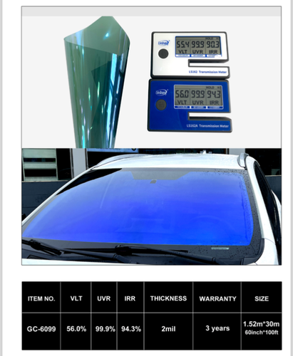 55% DEEP BLUE CHAMELEON UK, 100cm X 150cm, Window Tint Windscreen ...