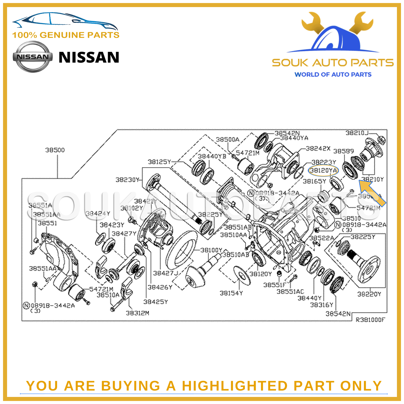 38189-8S110 Genuine Nissan SEAL-OIL,DRIVE PINION VK56DE 381898S110 ...