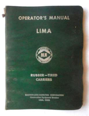 LIMA RUBBER TIRED CARRIERS OPERATORS MANUAL TYPE 44 | eBay