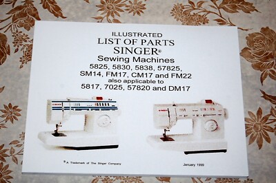 Illustrated Parts Manual, on CD, for Singer Sewing Machines 5825 5830 ...