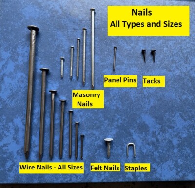 NAILS, Staples, Tacks, Pins, Masonry & Concrete - All Types, Quantities ...