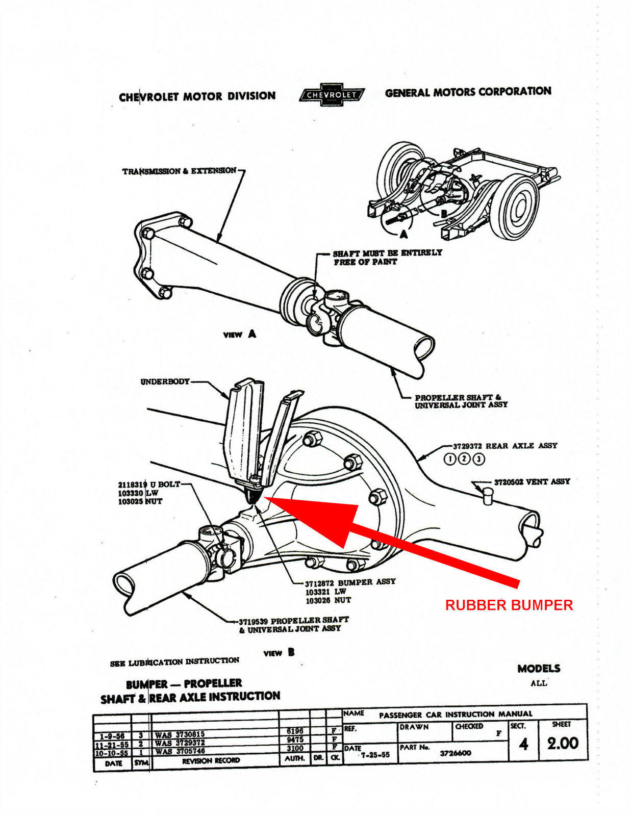 1955 1956 1957 CHEVY REAR AXLE DIFFERENTIAL UPPER RUBBER BUMPER STOP on ...
